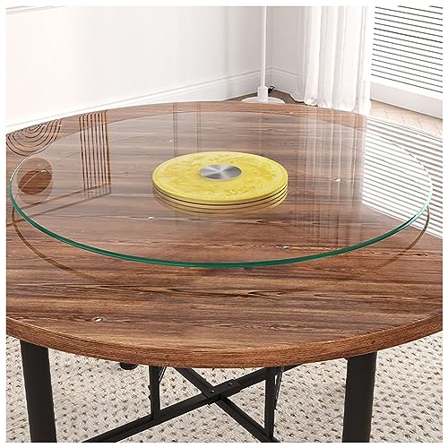 Lazy Susan Glass Turntable, 8mm Transparent Rotating Serving Tray, Heavy Duty Swivel Tray for Kitchen Dining Table (Color : Clear, Size : 90cm/35in)