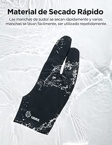 UGEE Digital Drawing Glove 4 Pack,Artist Glove for Drawing Tablet Digital Art Glove with Two Finger for Right Hand or Left Hand Universal Sizes
