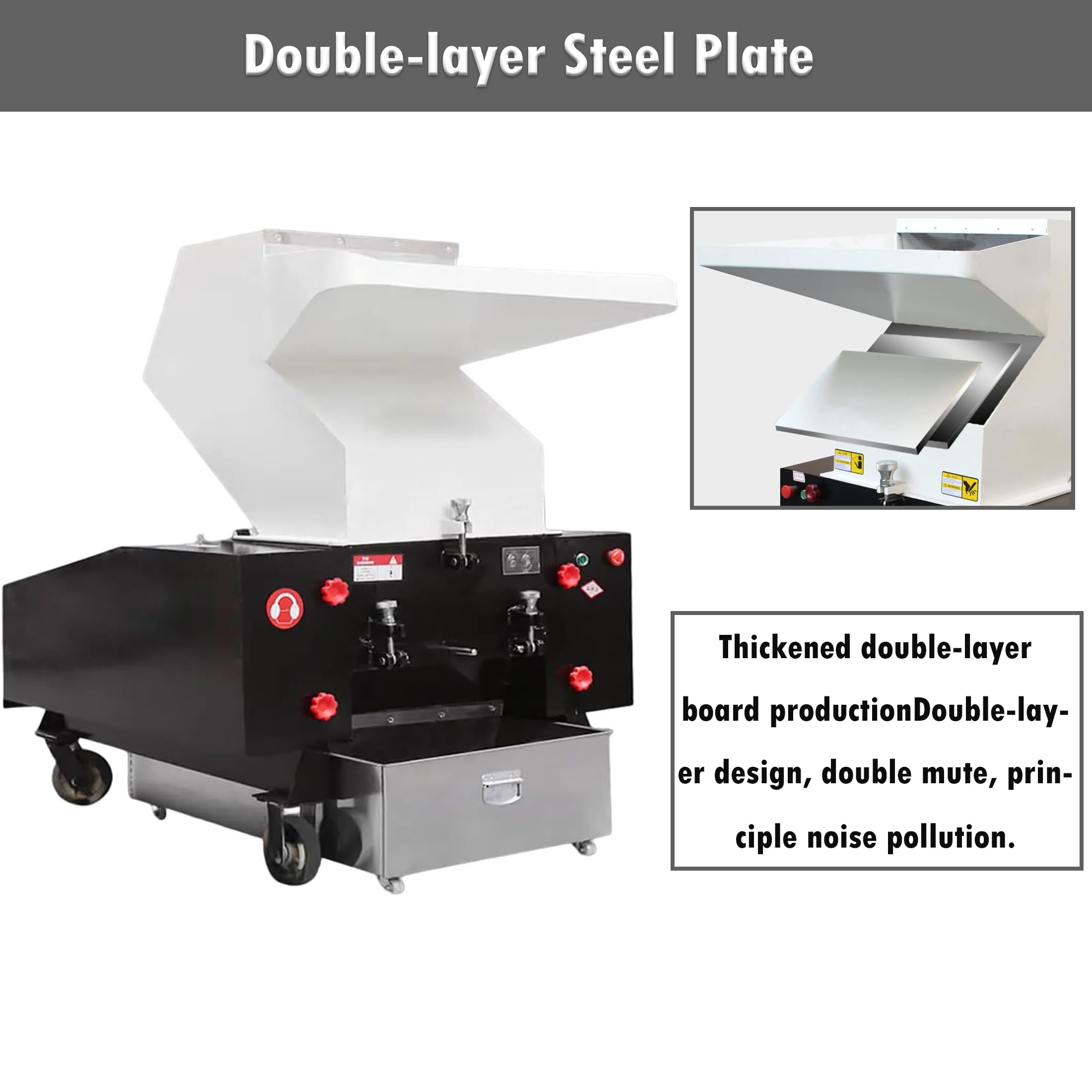 INTSUPERMAI 7.5KW Electric Chipper Plastic Shredder Granulator Heavy Duty Disintegrator for Wood, Nylon Products, Paper,Aluminum Bottle 220V Machine