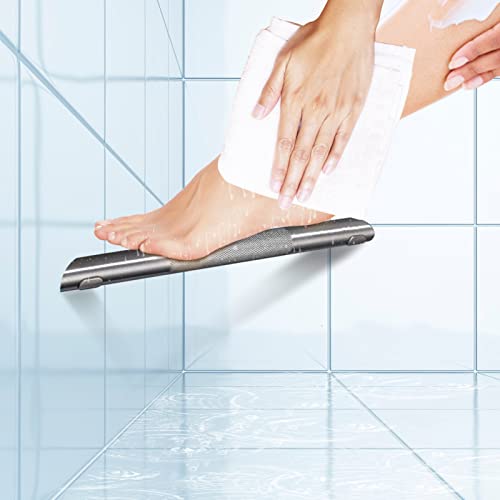 Sanliv Shower Foot Rest Bar,Corner Foot Rest for Shaving Legs,Wall Mounted Shower Foot Ledge,Antislip Knurled Brass Bar Bathroom Step,Brushed Nickel