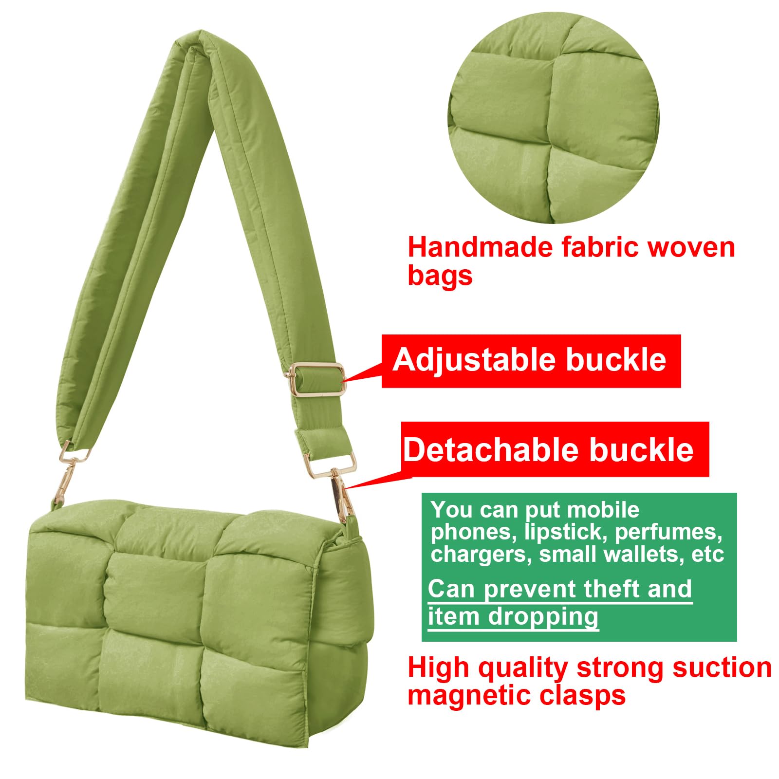NAARIIAN Women's Large puffer tote bag, Quilted Puffer Tote Bag Soft Padded Down shoulder Handbag Totes Puffer Shoulder Bag Pillow Shopper Bag(WHITE)