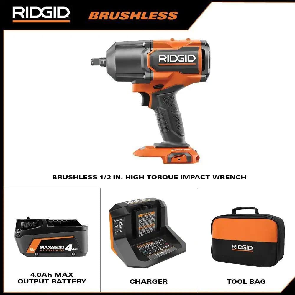 Pacroban 18V Brushless Cordless 4-Mode 1/2 in. High-Torque Impact Wrench Kit with 4.0 Ah Battery and Charger