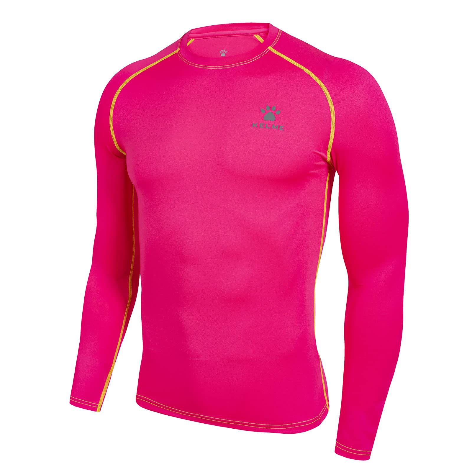 KELME Compression Shirts for Men Long Sleeve Tight Undershirts Active Baselayer T-Shirt Tops for Workout Gym Sports (XL,Pink)