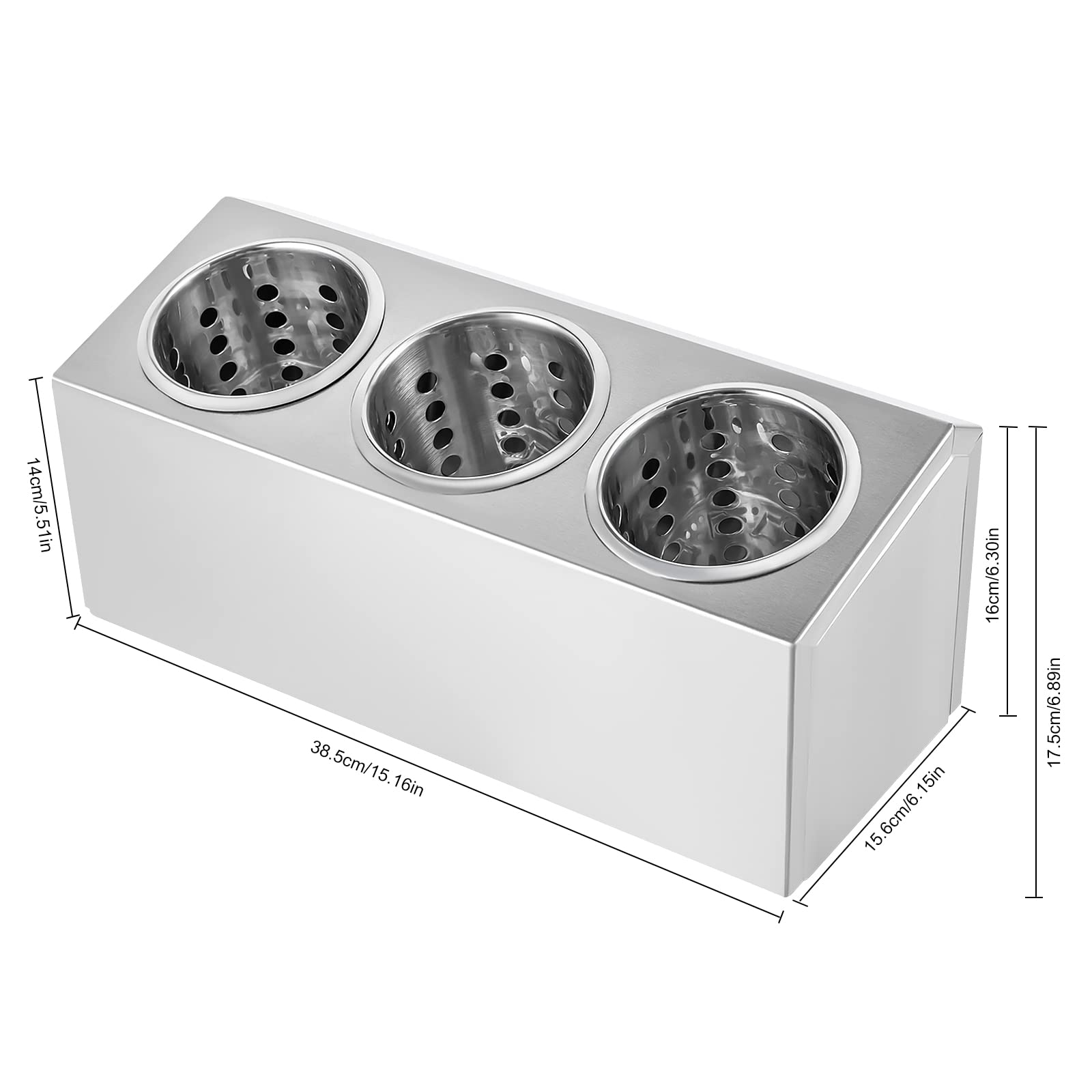KOLHGNSE 3 Pack Compartment Utensil Holder, Stainless Steel Cylinder Flatware Silverware Organizer Caddy for Spoons, Knives and Forks, Great for Kitchen Cabinet