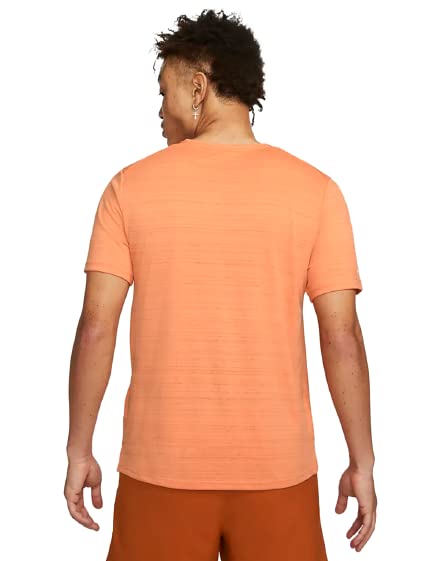 Nike Men's Dri-FIT Miler Short-Sleeve Running Top (as1, Alpha, l, Regular, Regular, Orange Trance, Large)