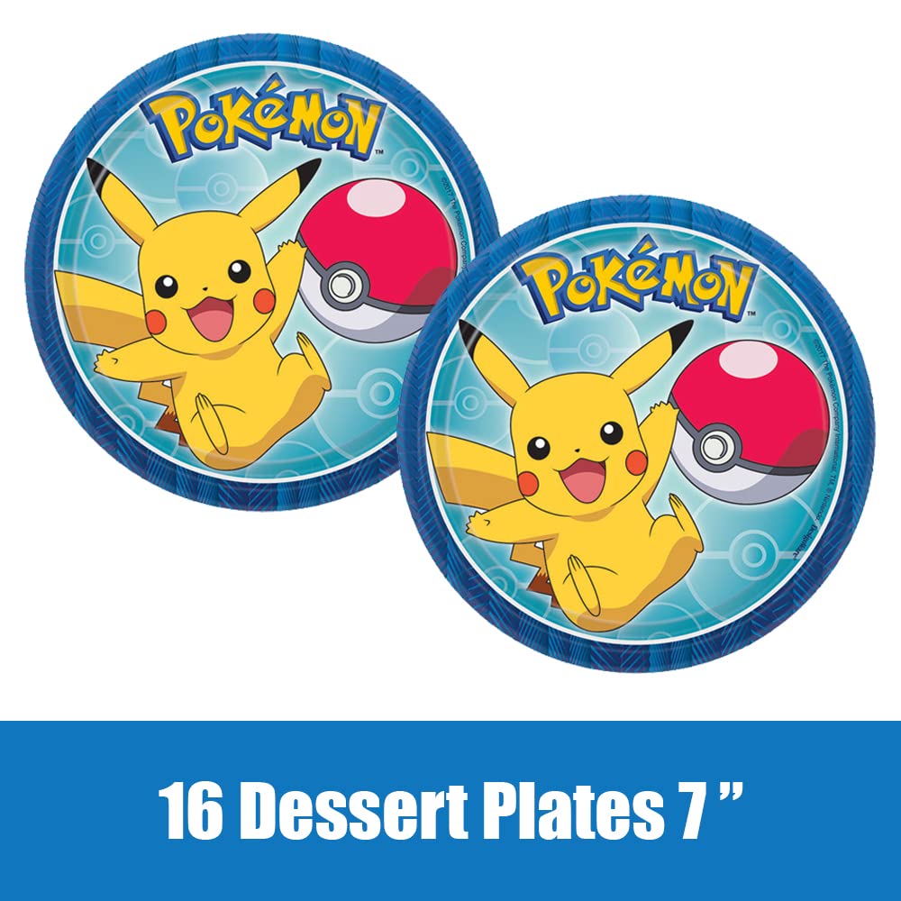 Pokemon Party Supplies with Tableware, Favors and Decoration (Scene Setter Pack with Birthday Banner and Tableware)