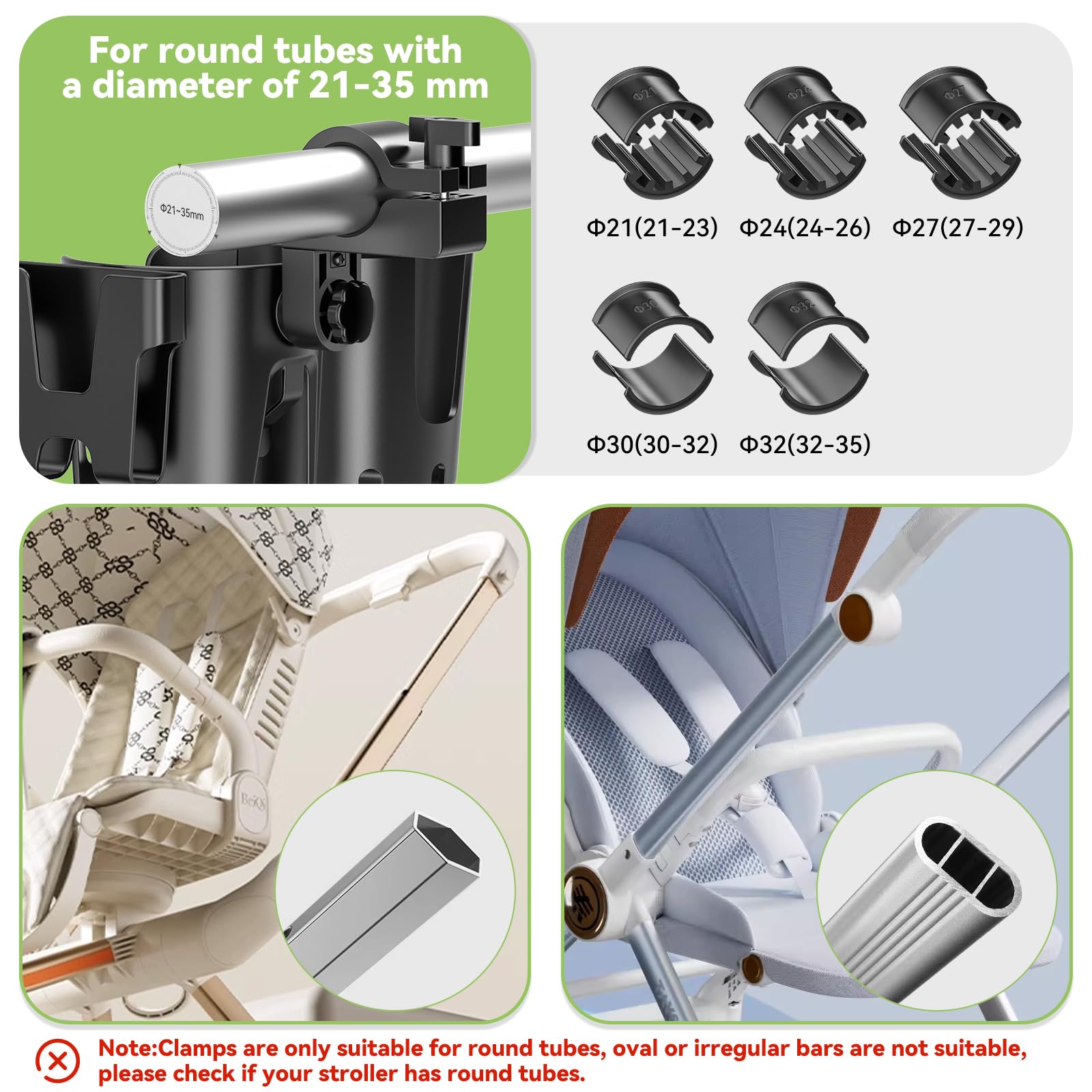 KDD Stroller Cup Holder with Phone Holder, 3-in-1 Removable Bottle Holder, 360 Degrees Rotation Drink Holder for Wheelchair, Stroller, Bike, Walker, Scooter, Bicycle, Uppababy, Nuna, Bugaboo, Doona