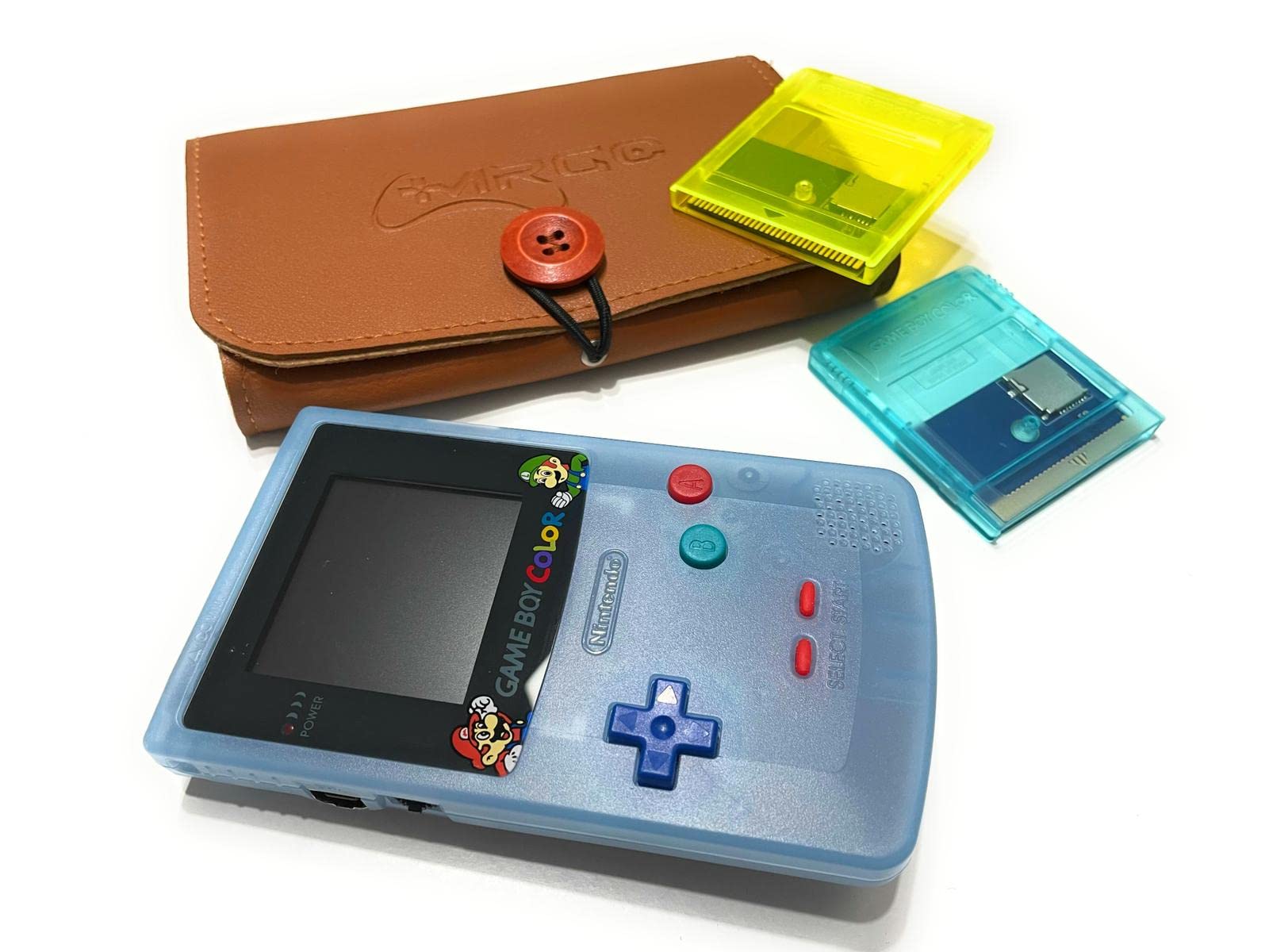 MRGC PU Leather Case Carrying Bag for Nintendo GBA / GBC / GBP, Anbernic RG351V, Retroid Pocket 1 - Portable Travel Case, Protective Pouch for Handheld Retro Game Console (Brown)