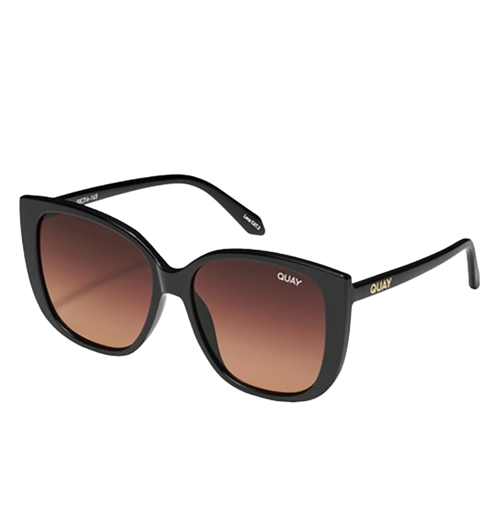Quay Australia Ever After 54mm Square Black/Chocolate Paprika Cat Eye Square Oversized Sunglasses