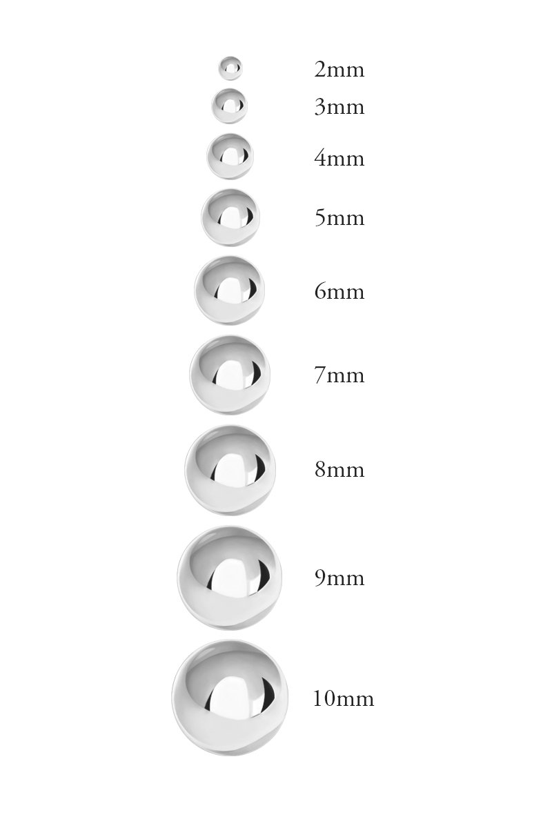 Honolulu Jewelry Company Premium Sterling Silver Polished Round Ball Stud Earrings with 5mm Backings (8mm)