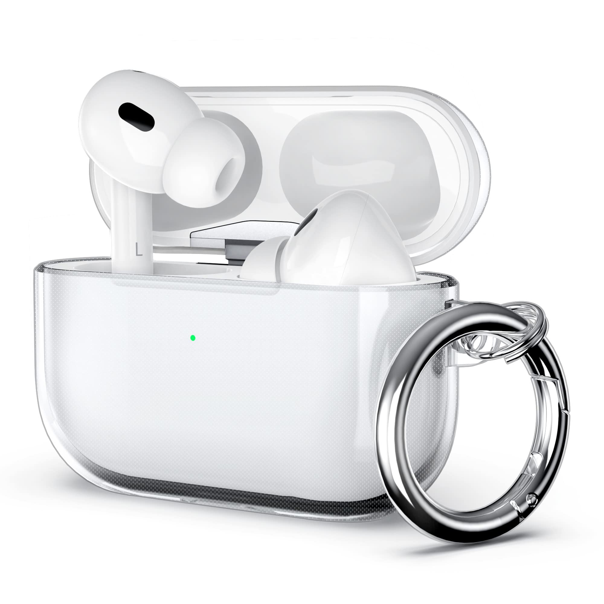ULAK Clear for Airpods Pro 2nd/1st Generation Case 2022/2019, Soft TPU Airpods Pro 2 Clear Cover Shock-Absorbing Transparent Protective Case w/Keychain for Apple Airpods Pro Case [Front LED Visible]