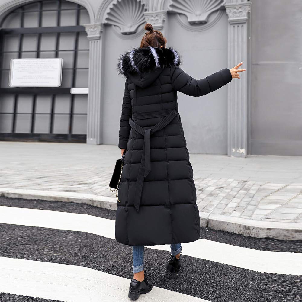 melupa Women's Long Down Coat with Faux Fur Hood Winter Warm Thickened Maxi Down Parka Puffer Jacket Overcoat Outwear