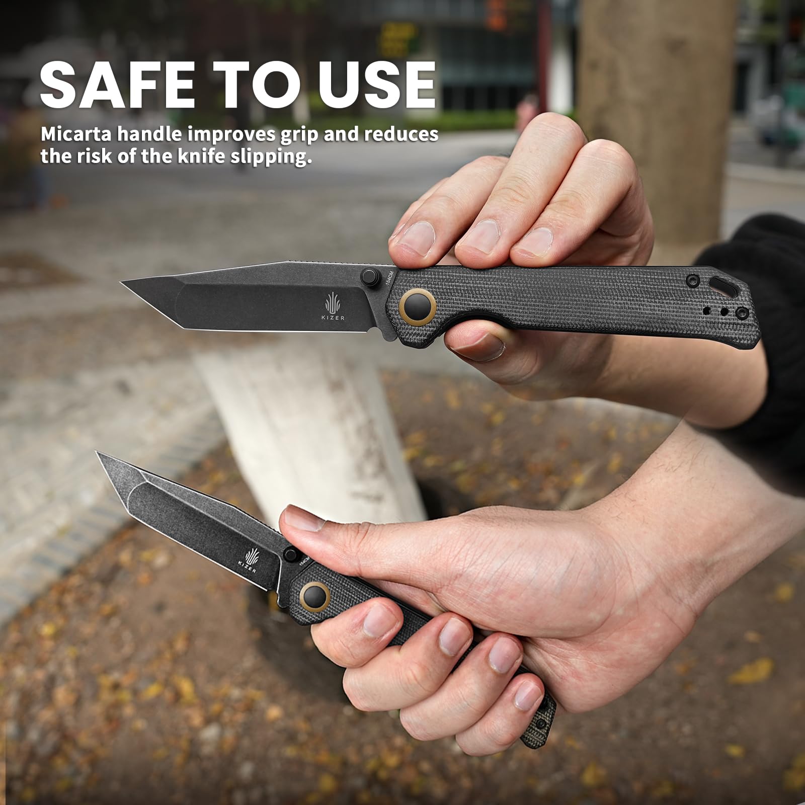 Kizer Begleiter 2 Folding Knife Black Micarta Handle EDC Knife 3.43 Inches 154CM Steel Pocket Knives V4458.2TC1