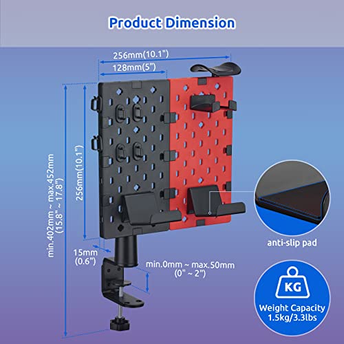 PUTORSEN Headphone and Controller Stand for Desk, 4 in 1 Rotatable Game Controller Holder & Headset Stand with Cable Hooks, Clamped above/under Desk for Xbox PS5 PS4 Nintendo Switch Controller