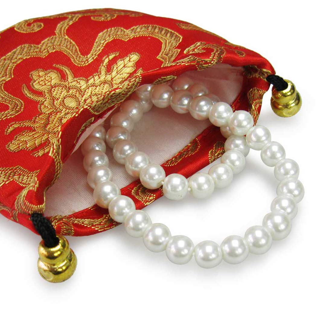 kilofly 30 pc Chinese Silk Brocade Drawstring Jewelry Bag Gift Pouch Value Set