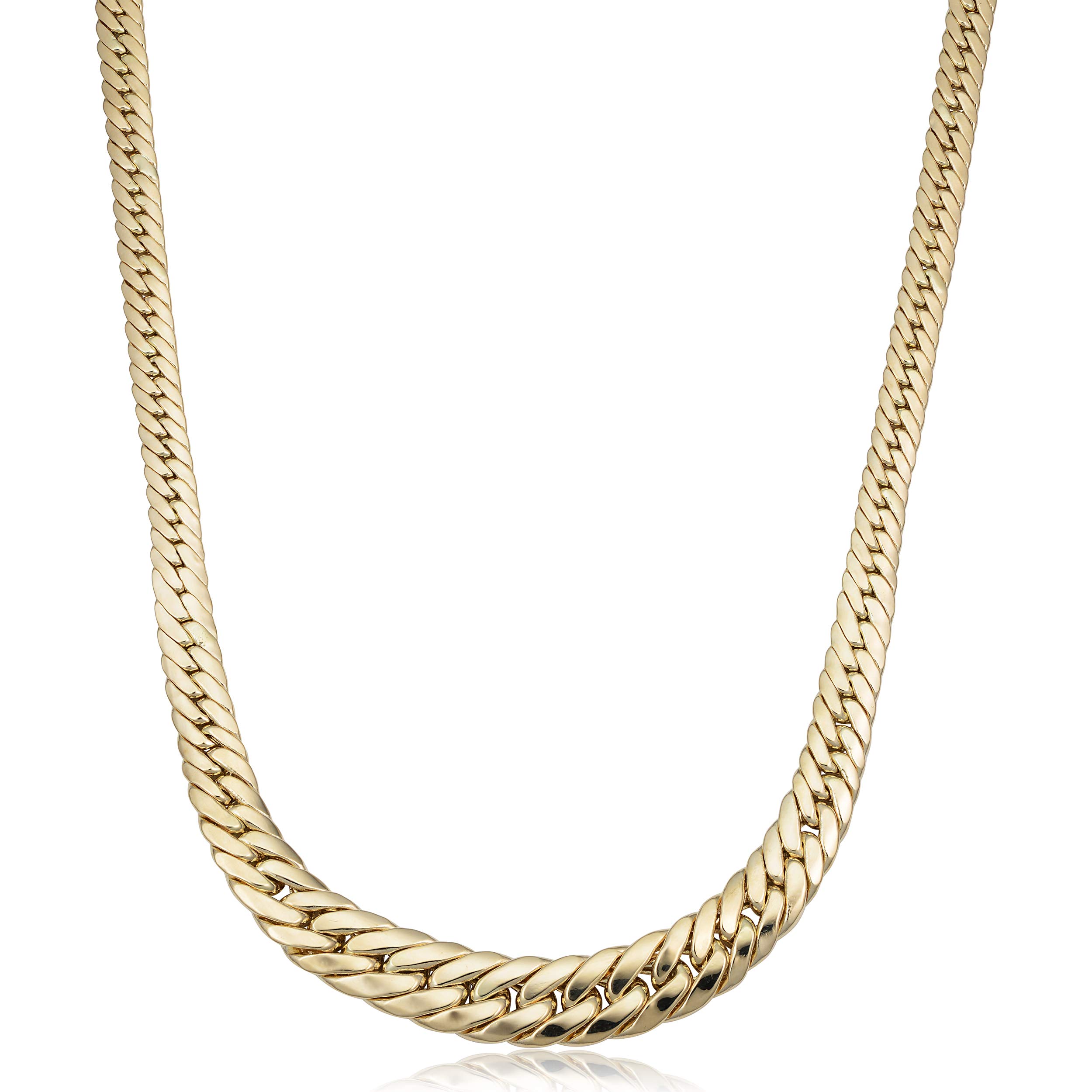 Kooljewelry 14k Yellow Gold Graduated Cuban Link Necklace (17.5 inch)