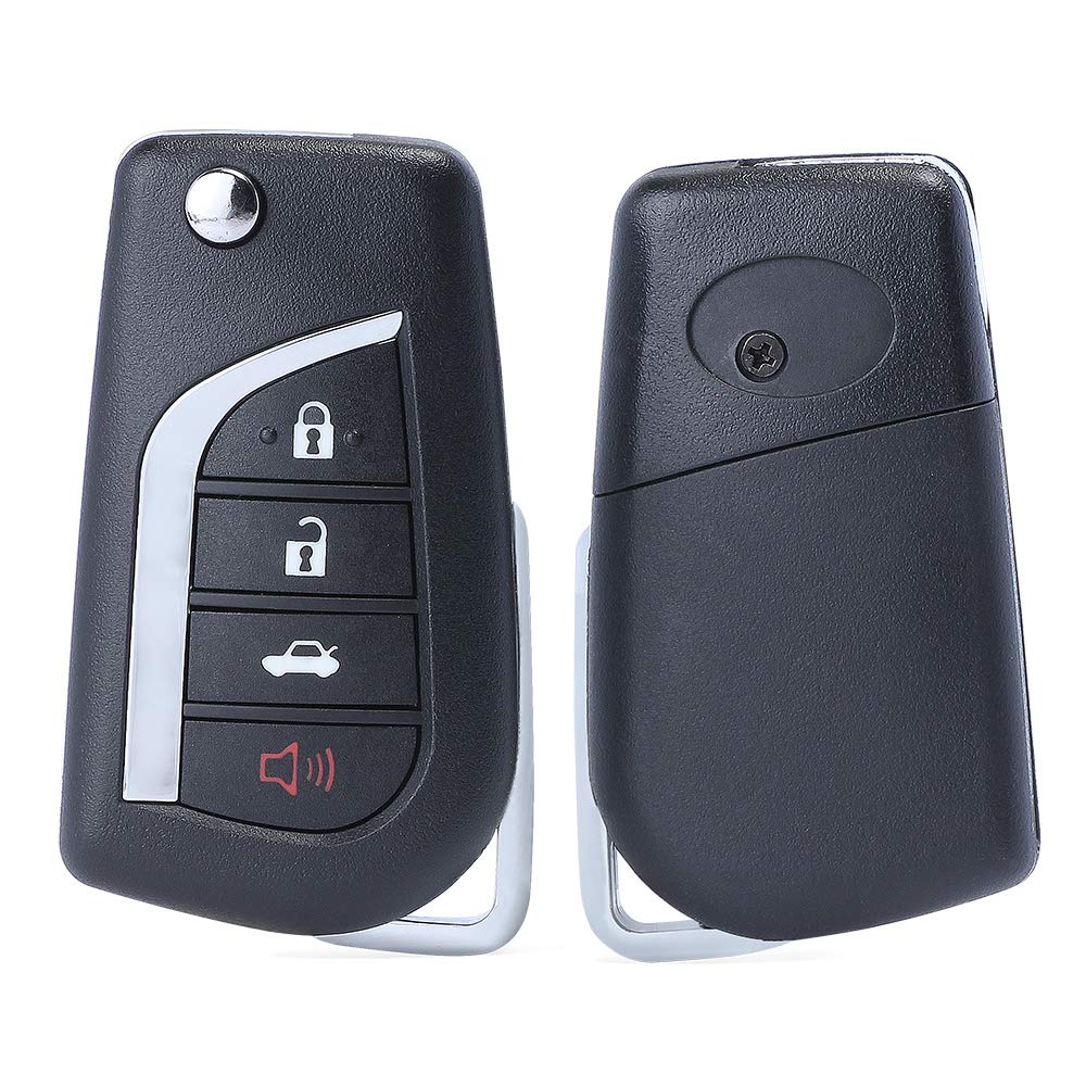 Keymall keyless Replacement Flip Entry Remote car Key fob 4 Button H Chip for Toyota Camry 2018 FCC HYQ12BFB 89070-06790