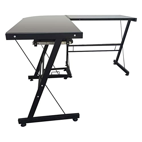 L-Shaped Computer Desk with Keyboard Tray, Large Modern Durable Workstation, Stalinite Splicing Office Desk Adjustable Height for Spaces Saving