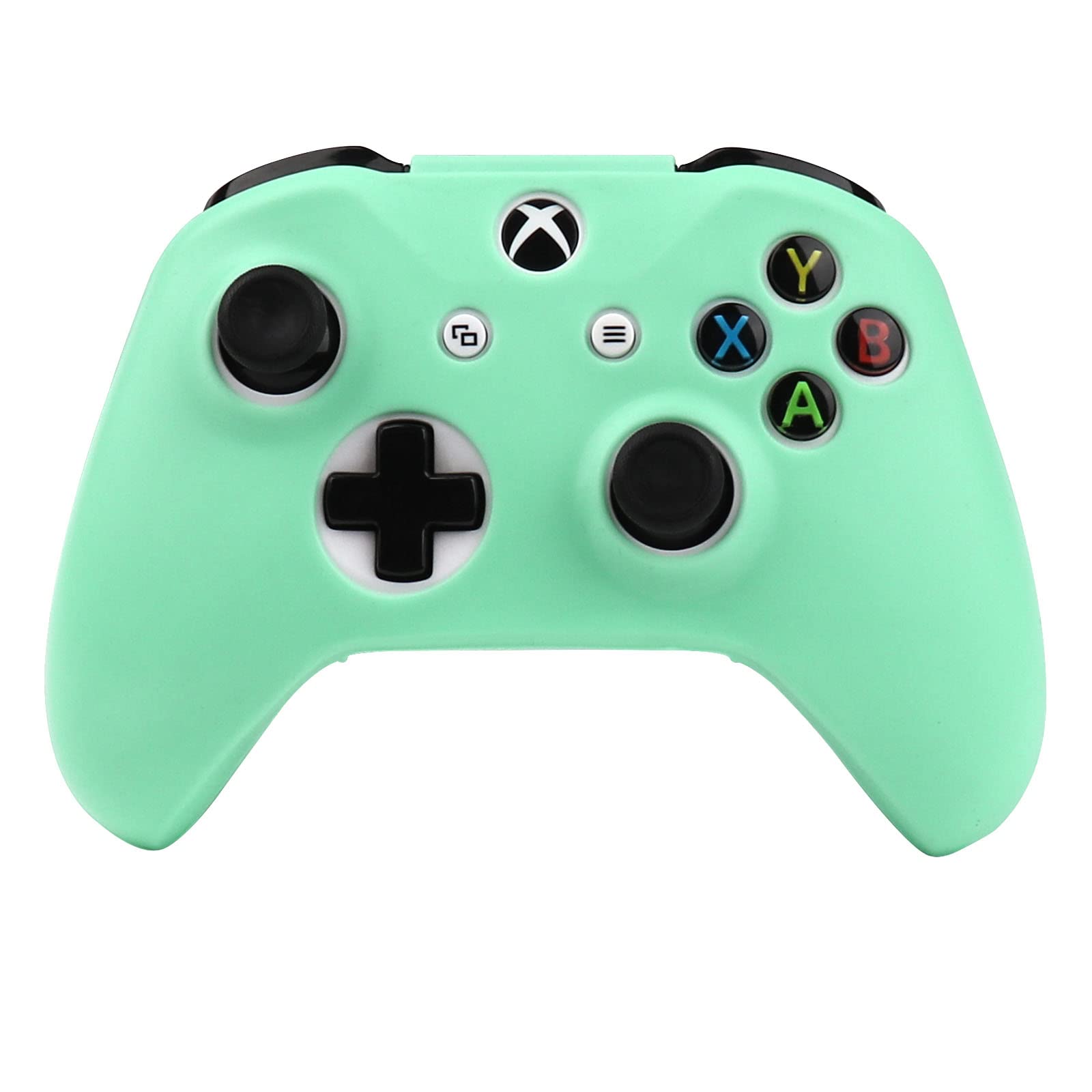 ROTOMOON Pure Green Silicone Controller Skins for Xbox One with 8 Thumb Grips, Sweat-Proof Anti-Slip Controller Cover Skin Protector Compatible with Xbox One S/X Controller