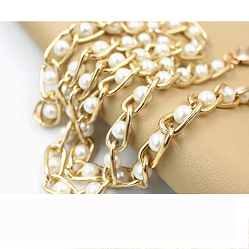 Metal Chain Pearl Handbag Purse Replacement Chain Strap Purse Making for Women (3pcs 47inch)