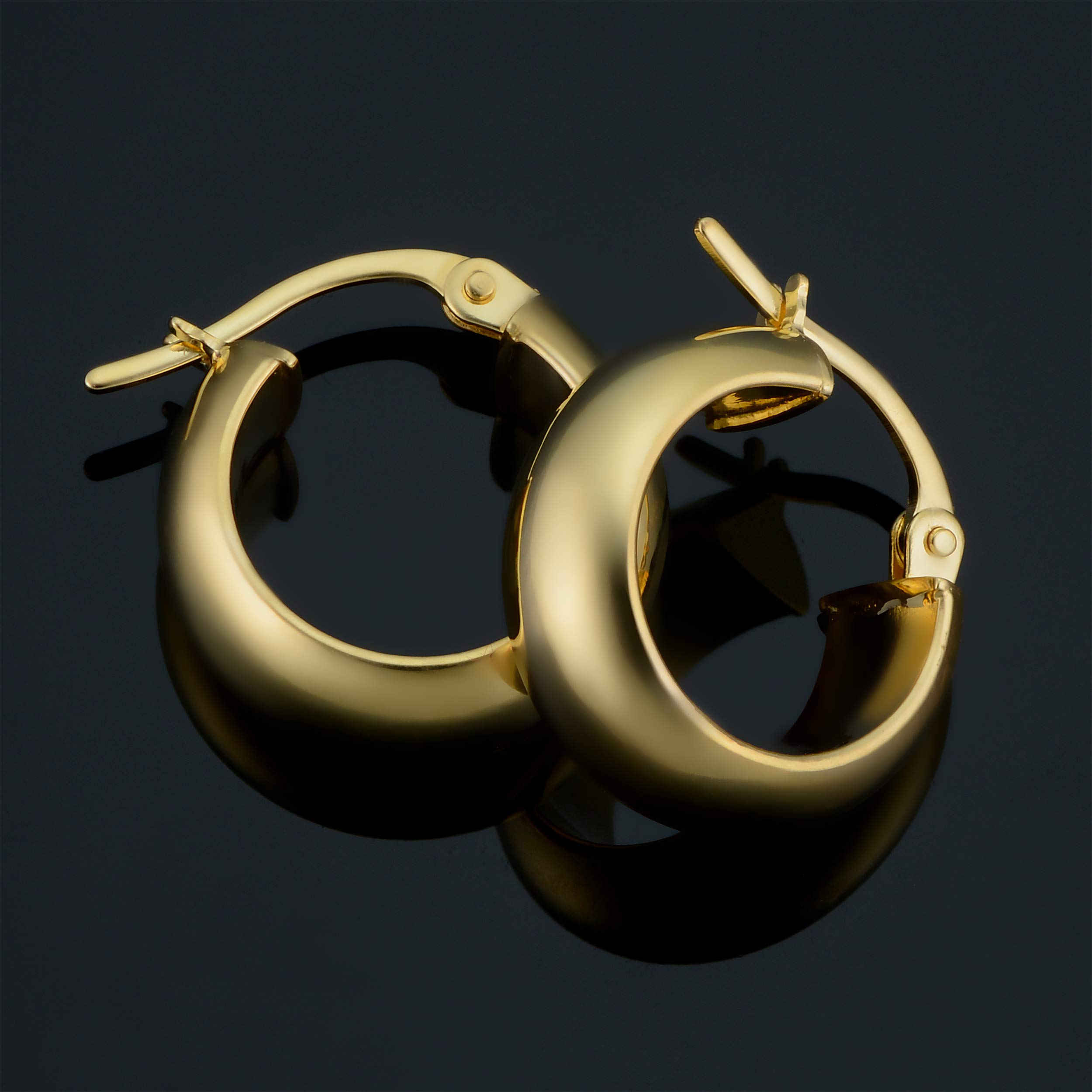 Kooljewelry 14k Yellow Gold Small Round Hoop Earrings (5.7 mm x 10 mm)