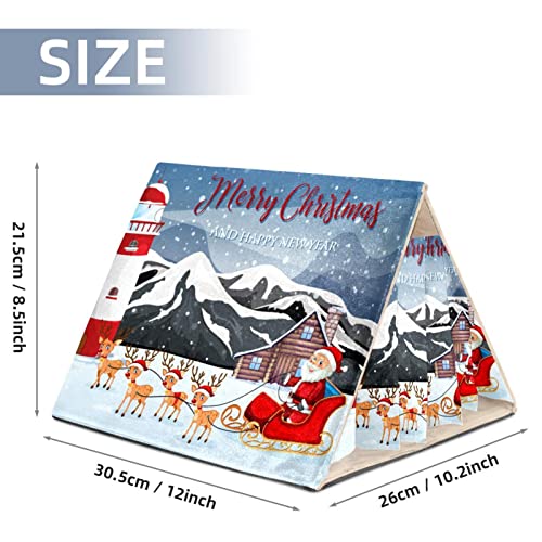 Y-DSIWX Guinea Pig Hideout House Bed, Christmas Santa Riding Sleigh Snow Lighthouse Mountain Rabbit Cave, Squirrel Chinchilla Hamster Hedgehog Nest Cage