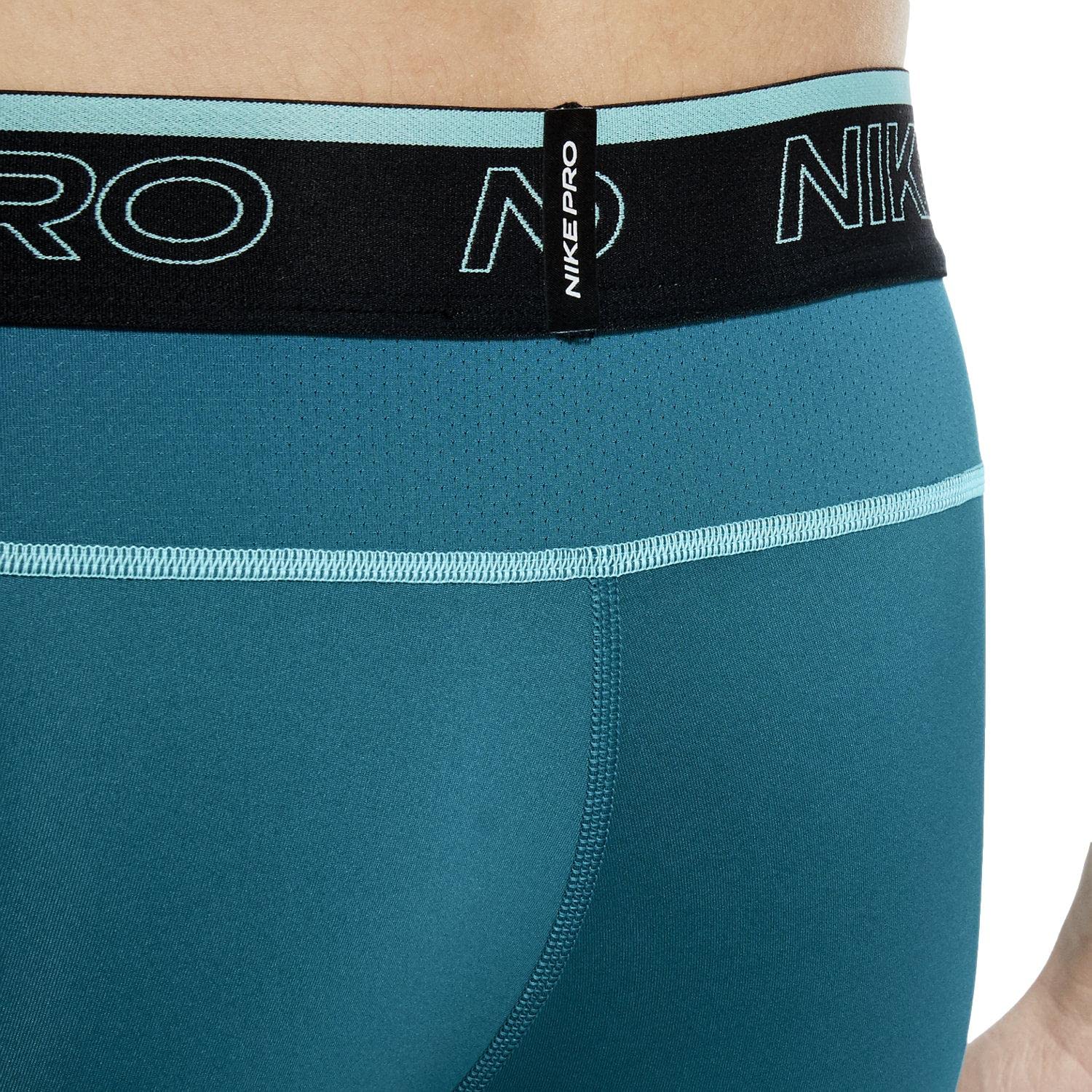 Nike Pro Dri-FIT Men's Tights (as1, Alpha, m, Regular, Regular, Bright Spruce/Black, Medium)