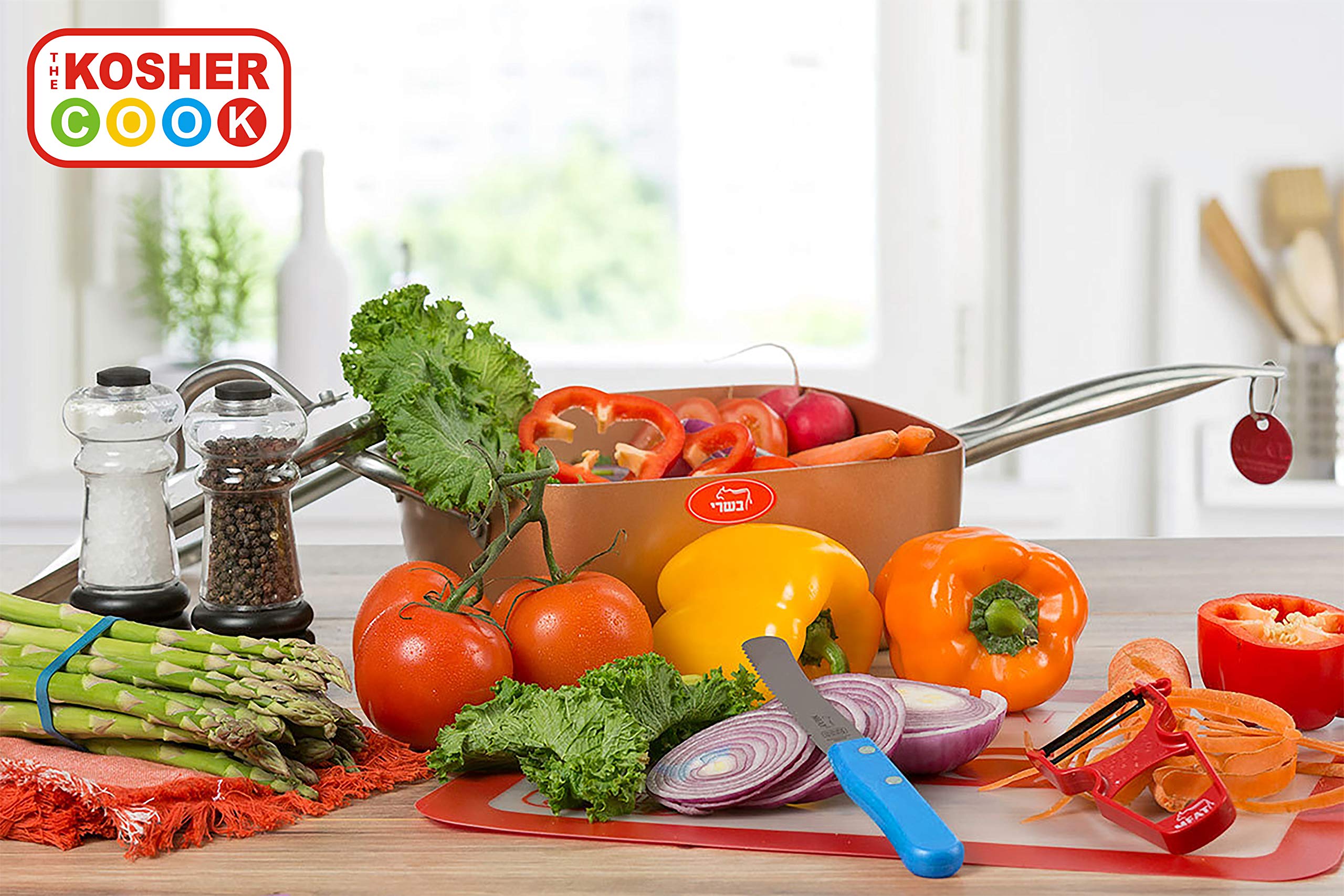Kitchen Knife 3-Piece Set β 6 inches β Serrated Steak and Vegetable Knife - Razor Sharp. Pointed Tip - Color Coded Kitchen Tools by The Kosher Cook