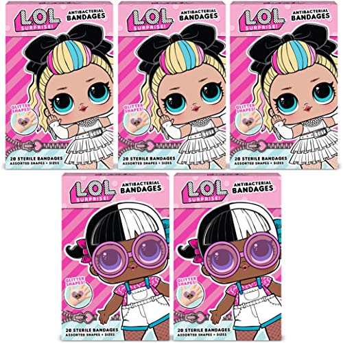 L.O.L. Surprise! Bandages, 100 ct | Adhesive Bandages for Minor Cuts, Scrapes, Burns. Great Stocking Stuffer or White Elephant