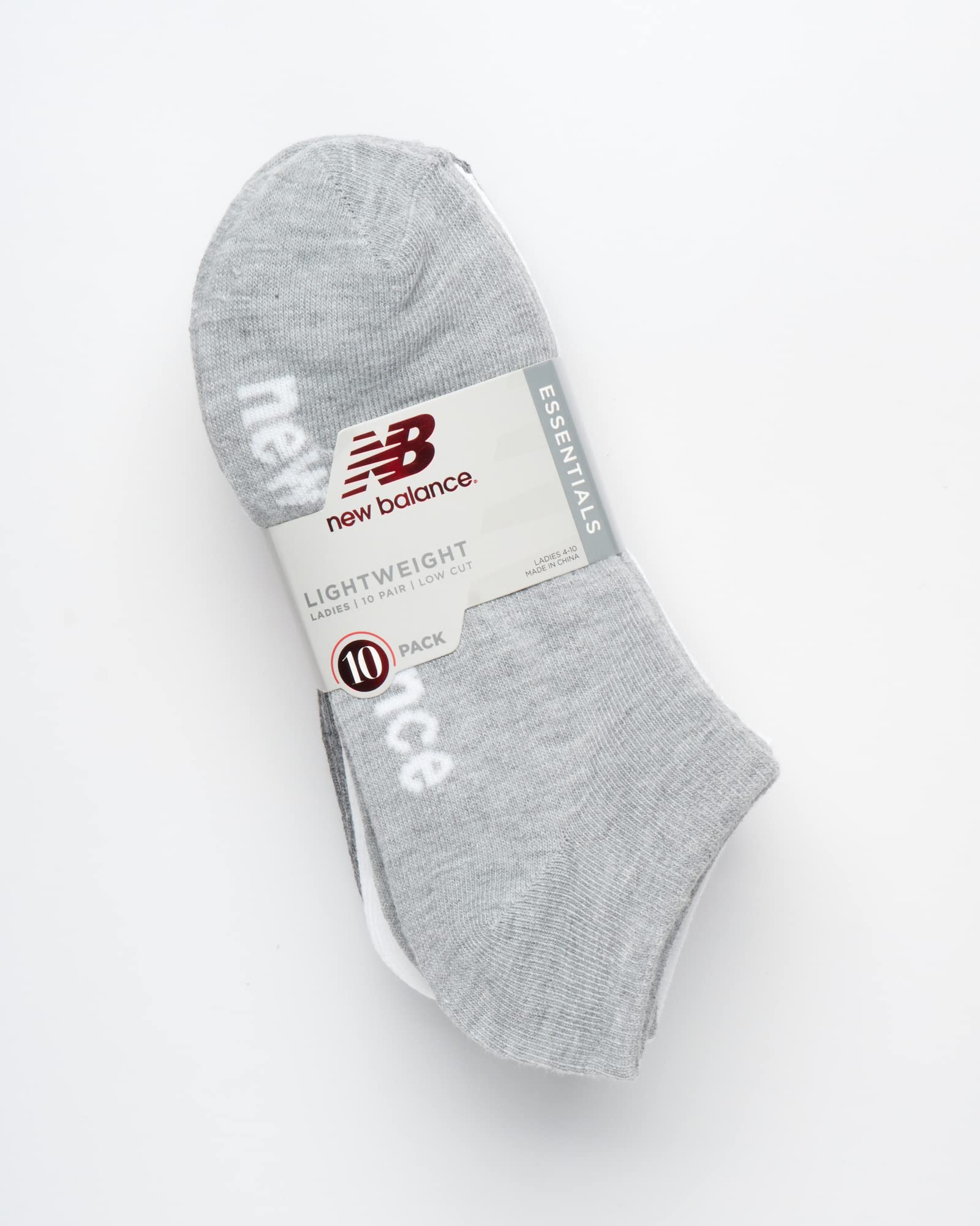 New Balance Women’s Athletic Socks – Lightweight Low Cut Ankle Socks (10, 20 Pack), Size 4-10, Grey/White (10 Pack)