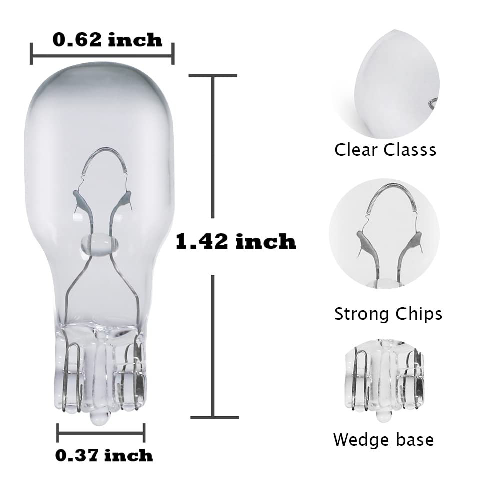 Landscape Bulb T5, Landscape Light Bulbs Wedge Base, 18w 12V Low Voltage Landscape Light Bulb, Yard Light Bulbs, Malibu Light Bulbs 10 Pack