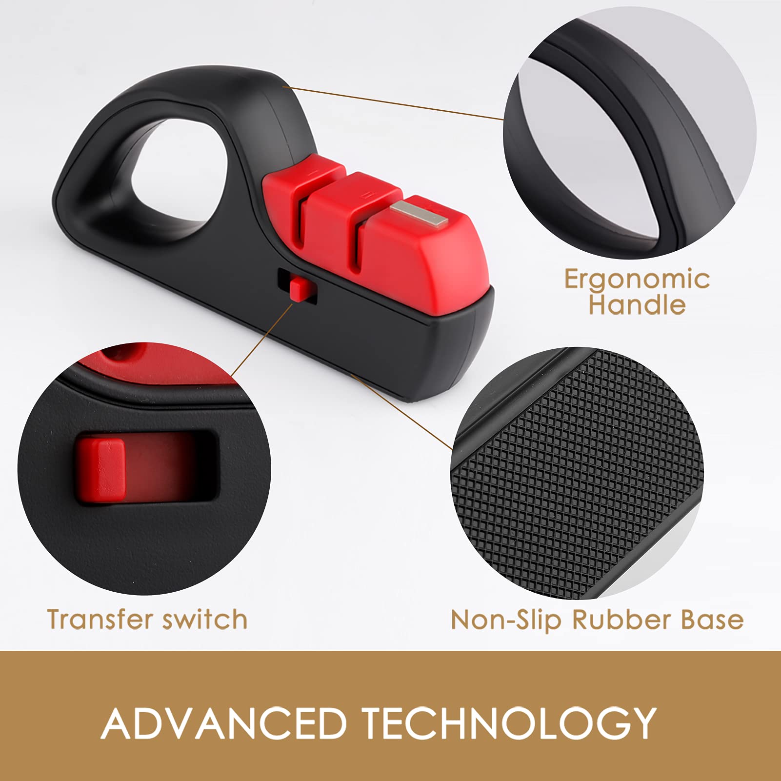 Kitchen Knife and Scissors Sharpener - Taikloty 2021 New 5-in-1 Multifunctional Knife Sharpening System - Safely Sharpen Knives with Diamond, Ceramic,Tungsten for Knife and Scissor