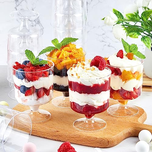TOFLEN 5 Oz Mini Dessert Cups with Spoons 80 Pcs I Serves 40 I Small Plastic Dessert Goblets Wine Glasses Party Serving Cups for Appetizers, Mousse, Dessert Shot Glasses