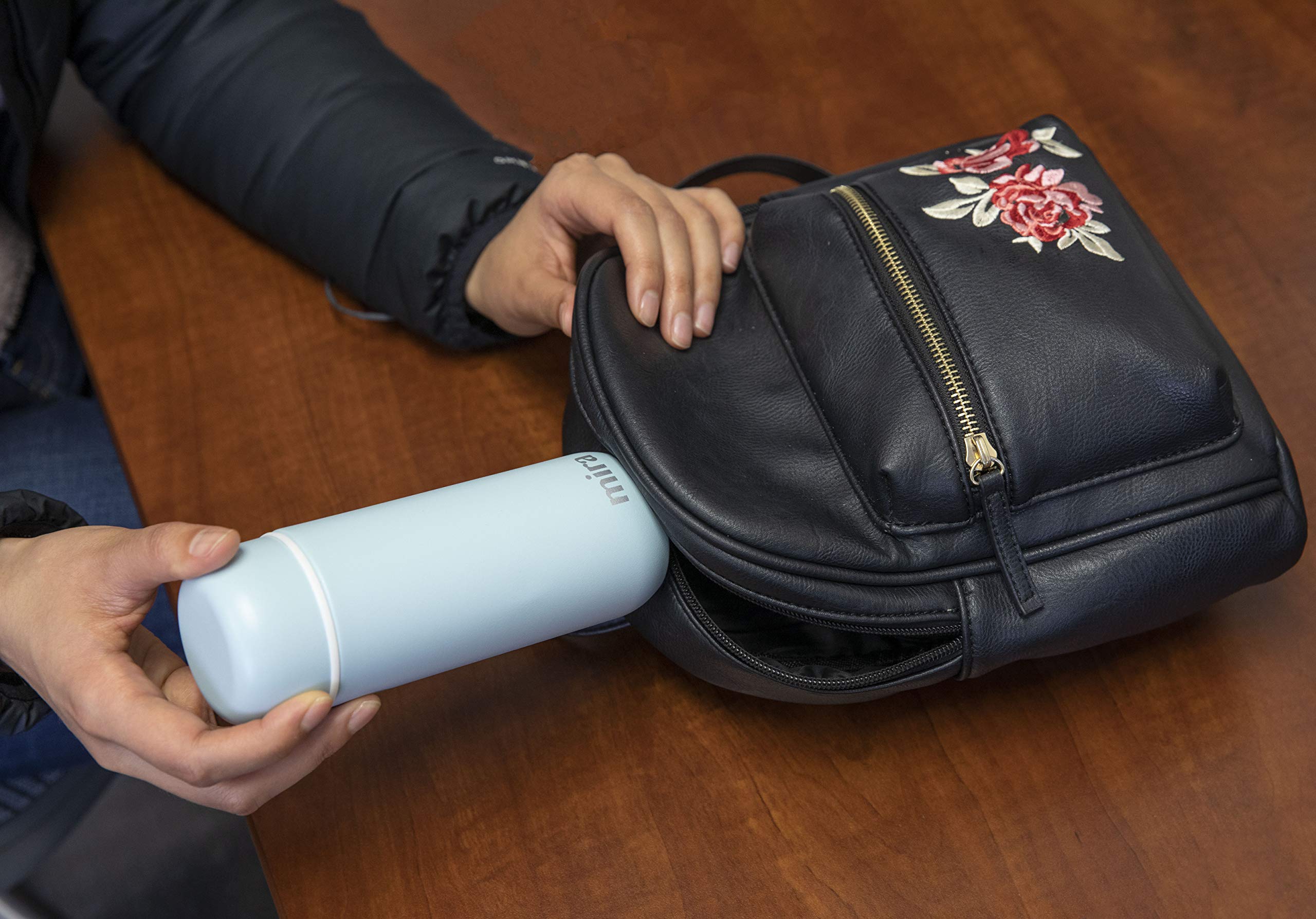 Mira 7oz Insulated Small Thermos Flask | Kids Vacuum Insulated Water Bottle | Leak Proof & Spill Proof | Pearl Blue
