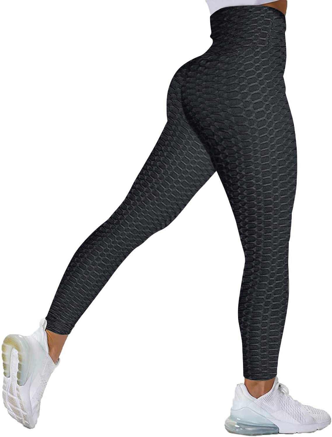 Memoryee Women's Honeycomb Leggings Running Butt Lift High Waist Yoga Pants/Black/L。