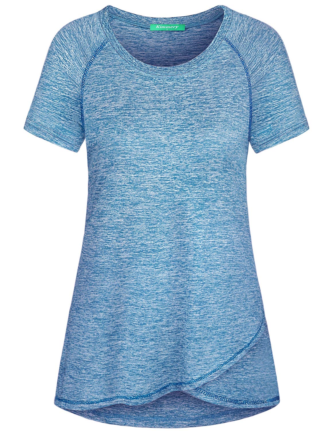Kimmery Plus Size Tops for Women Workout Shirts Women Athleisure Wear Tops Sweat Wicking Fashion Function Cozy Raglan Short Sleeve Baseball Tee Solid Color Crew Neck Pilates Tops Light Blue XXL