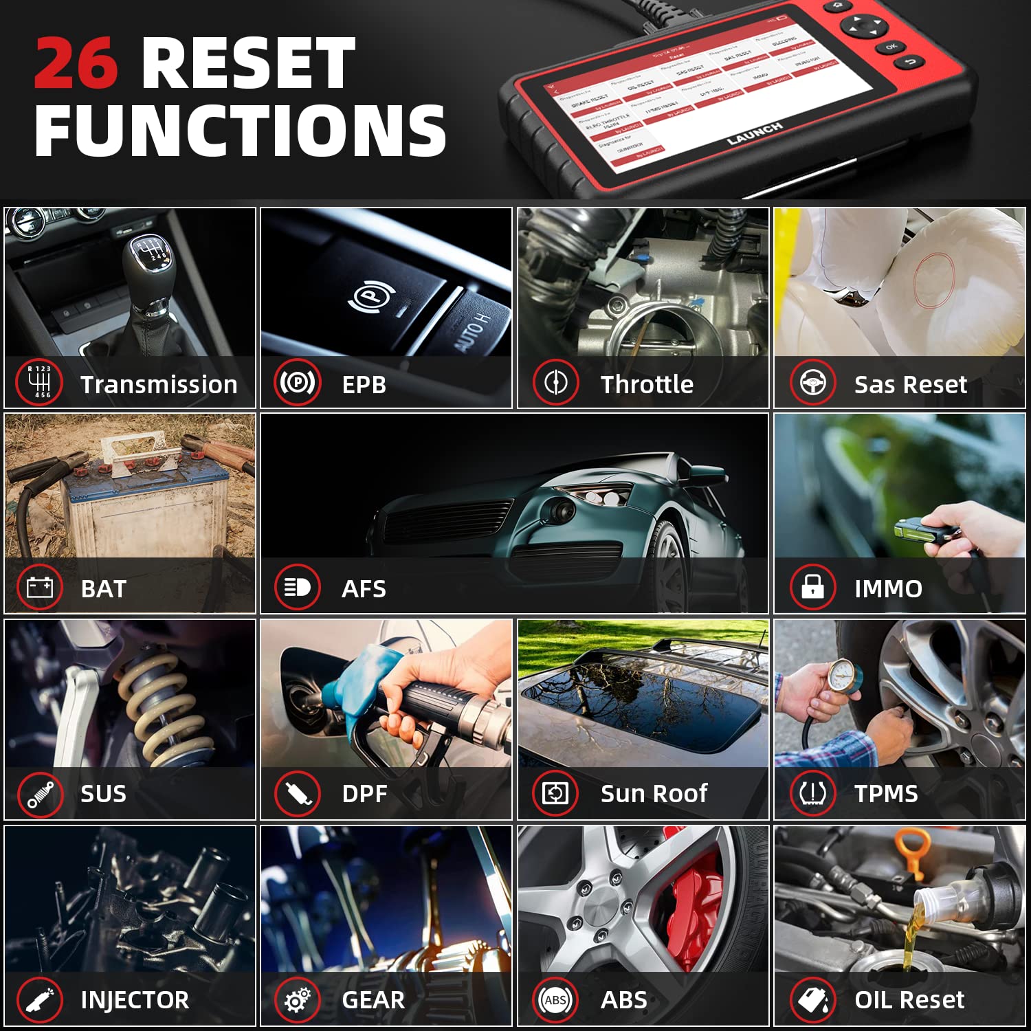 LAUNCH OBD2 Scanner CRP123I/CRP129I/Creader VIII for Vehicle Engine ABS SRS Transmission,WiFi Free Update (CR9)