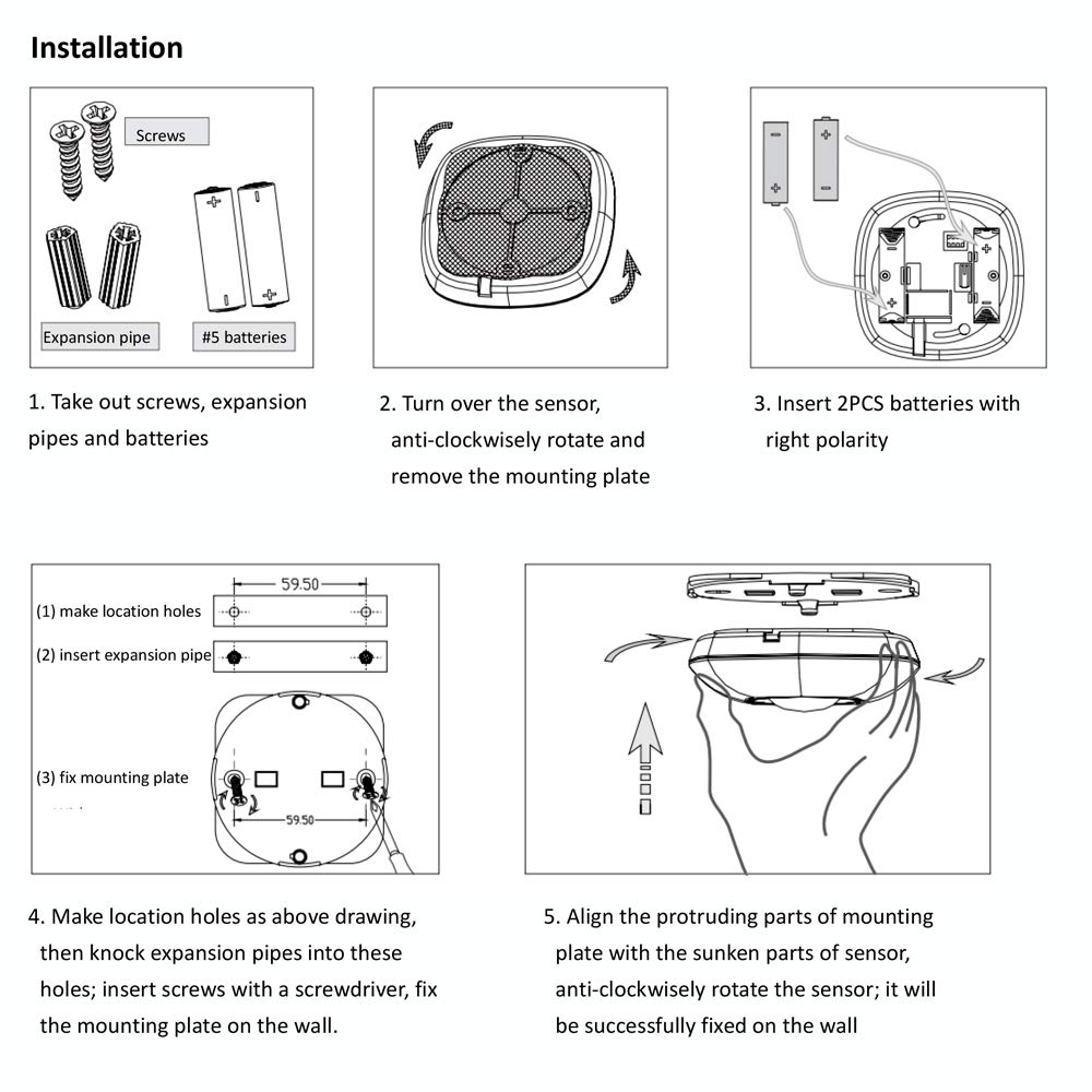 KAIPULE Ceiling-Mounted Z-Wave Plus PIR Motion Sensor,Compatible with Fibaro,HomeSeer and Vera - Easy to install - White