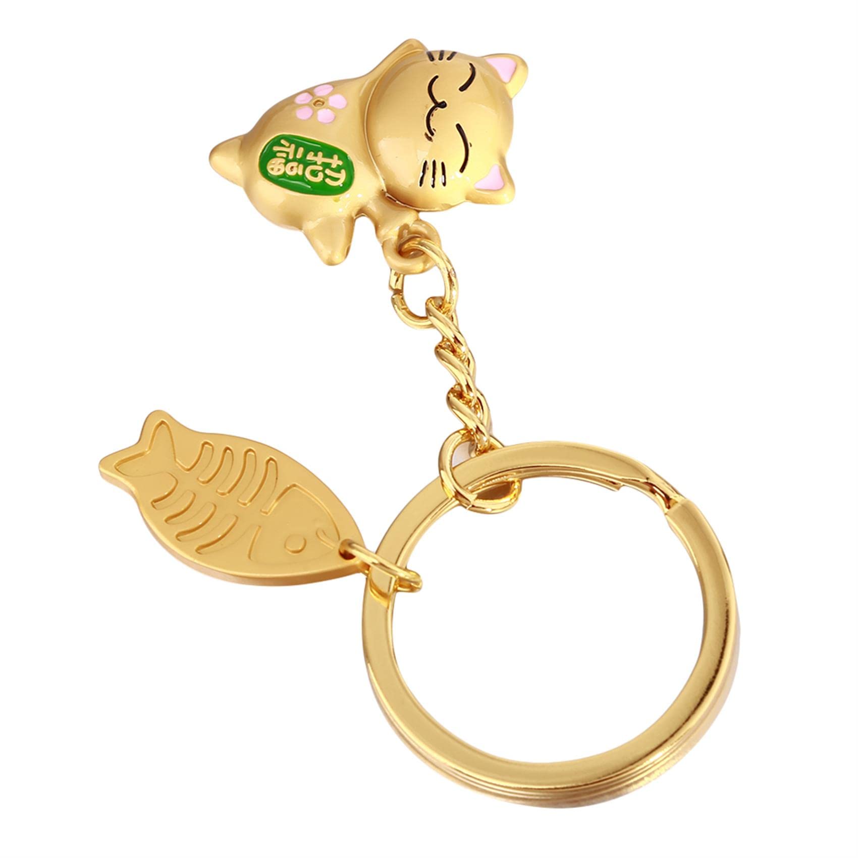 Kshcf Lucky Cat Keychain Cat Keyring Bag Cat and Fish Hanging Pendant Keyholder Ornaments New year decoration
