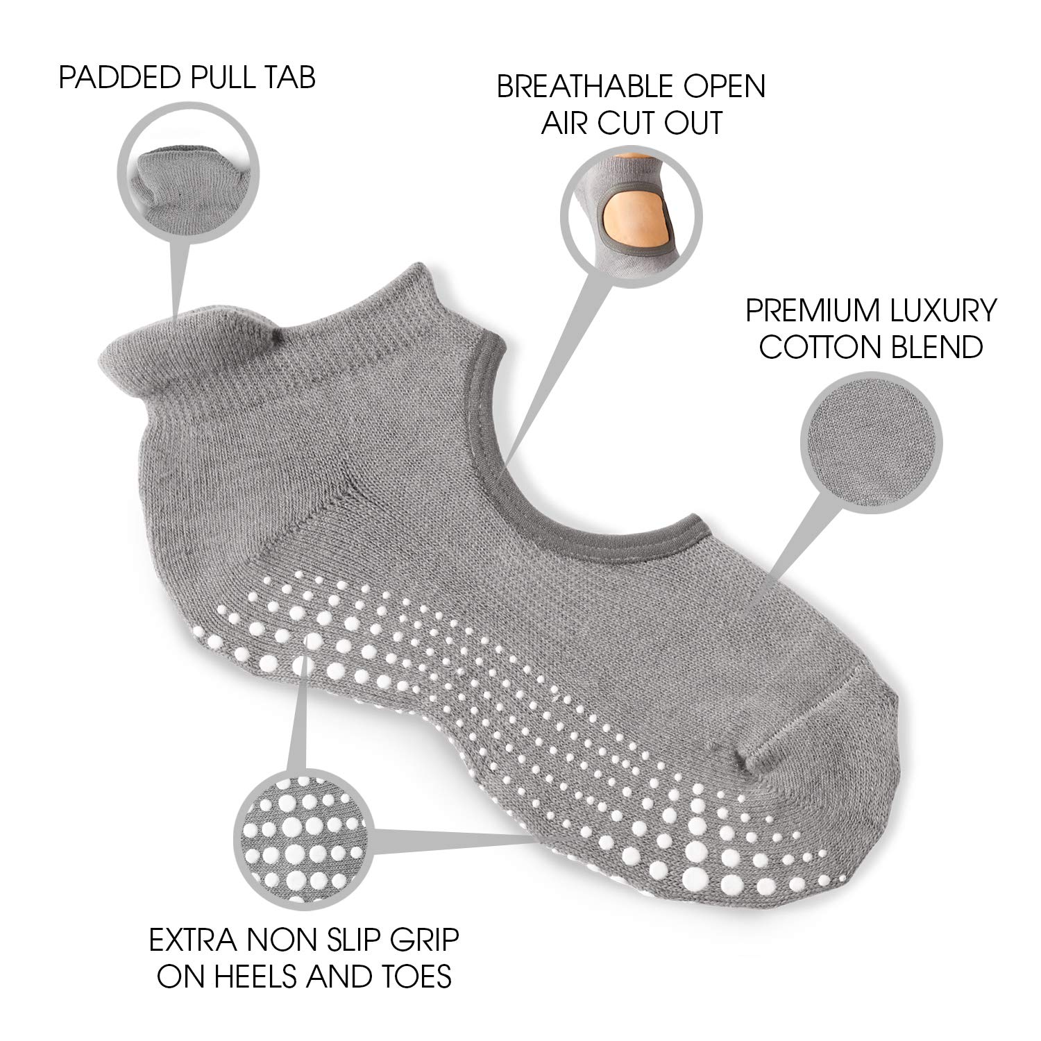 LA ACTIVE Non Slip Yoga Grip Socks - Barre Ballet Pilates Athletic Socks for Men and Women