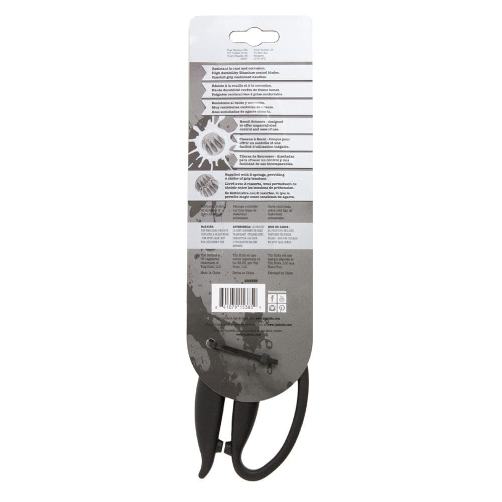 Tonic Studios Tim Holtz Recoil Scissors - Titanium Coated, Double-Beveled Blades, Black (9.5'')