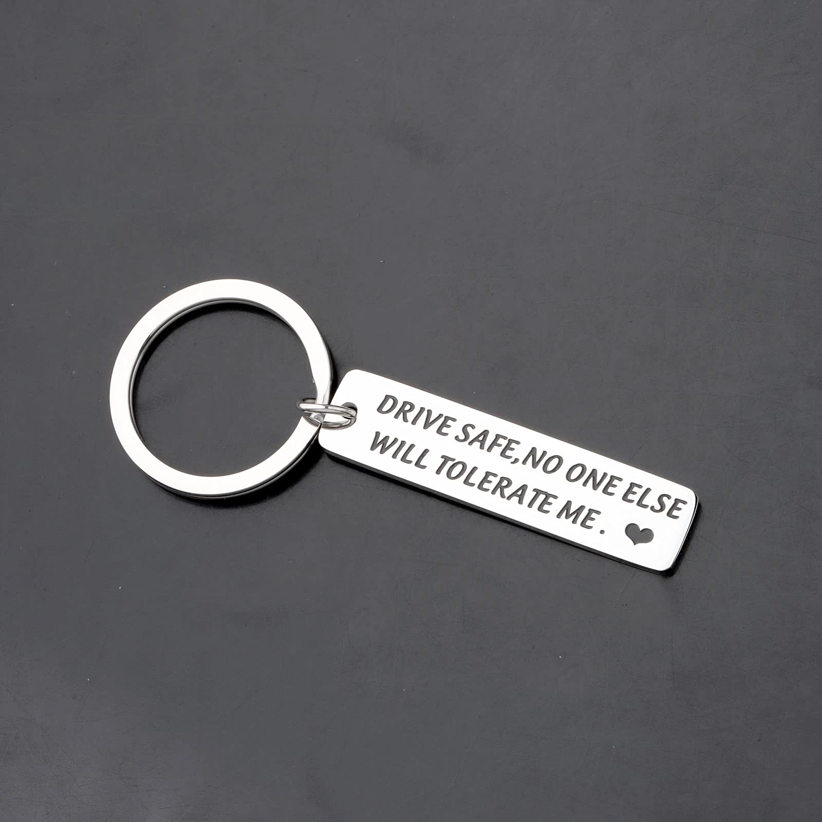 KUIYAI Drive Safe Gift New Driver Gift Drive Safe No One Else Will Tolerate Me Keychain Be Safe Gift Trucker Gift Gift for Dad Husband Friends (drive tolerateK)