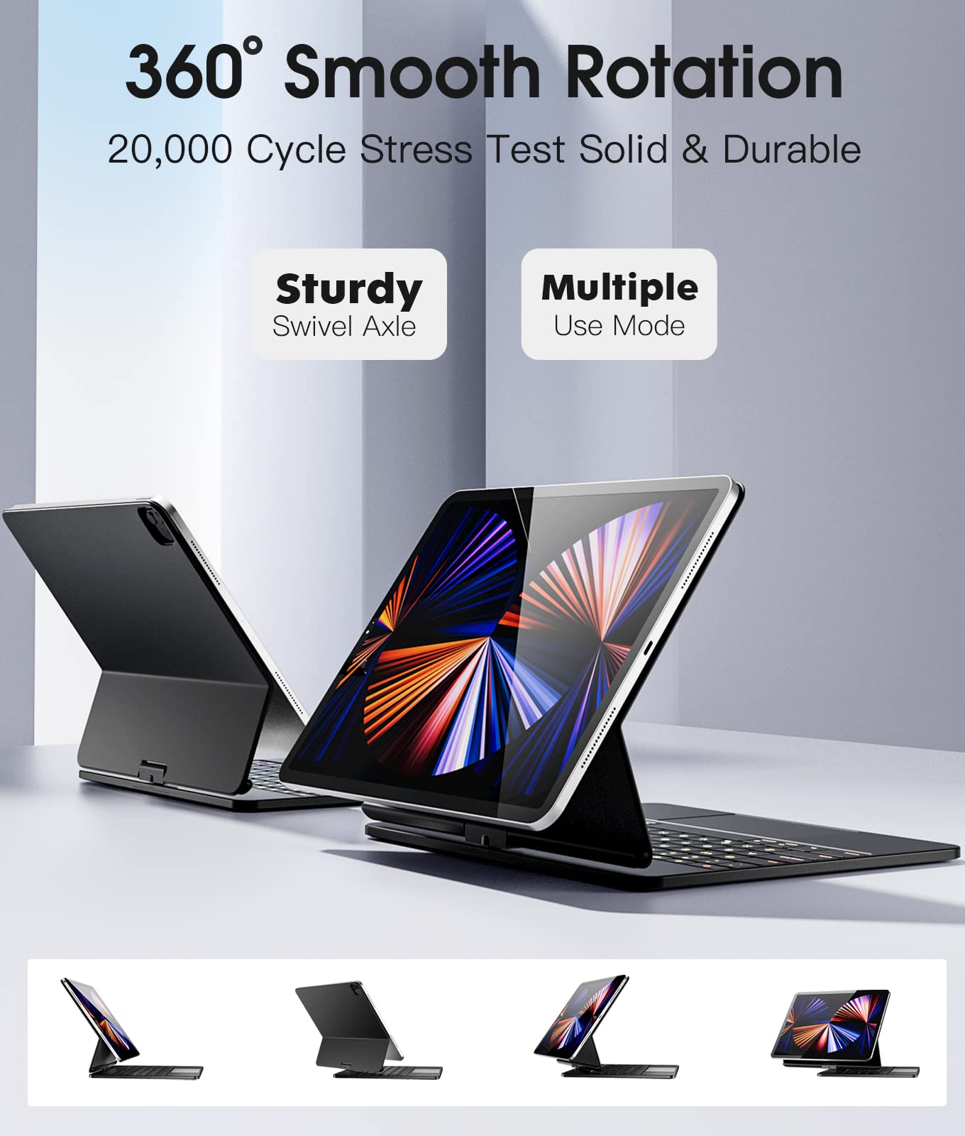 iPad Pro 12.9 Case with Keyboard-Magic Keyboard iPad Pro 12.9 Magnetic Floating Folio for iPad Pro 12.9 inch 6th,5th,4th,3rd Generation, Color Backlit Multi-Touch Trackpad Case Wireless Stand, Black