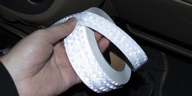 Starrey White Reflective Tape Self Adhesive Warning Tape 1IN x 75FT Outdoor Honeycomb Reflective Safety Tape-School Bus Stickers Conspicuity Solid Color Design