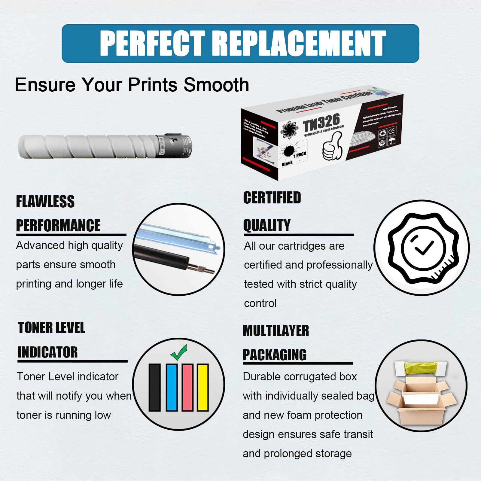 JENKEM High Yield Replacement Compatible for Konica Minolta TN326 Toner Cartridge (with Chip) Work for Konica Minolta Bizhub 308e 368e Printers