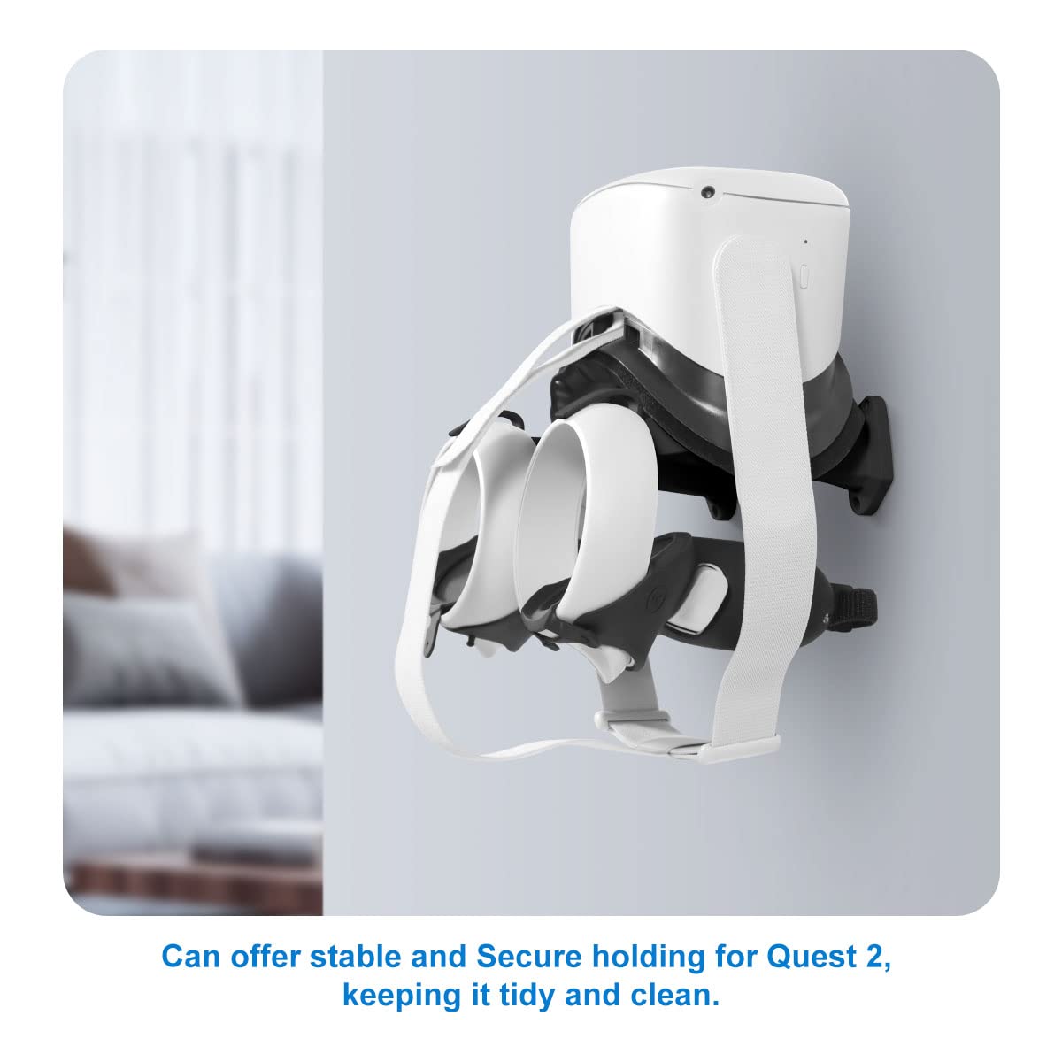 LANMU Wall Mount Compatible with Oculus Quest 2/Quest/Elite Strap, VR Headset Hanger Storage Hook,Space-Saving Accessories, Keeping Lens Facing Down(2Pack,Black)
