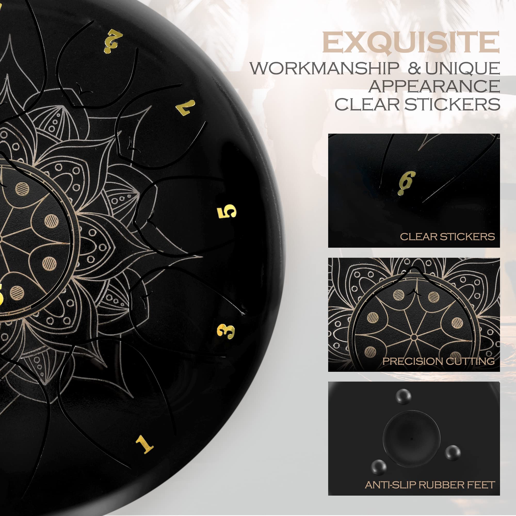 Lexington 13 Notes 12 Inches Steel Tongue Tank Drum Set C Key Lotus Pattern