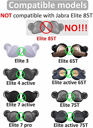 Silicone Ear Tips Replacement for Jabra Elite 3 / 7 Pro /75t, JNSA Replacement Earbuds Tips Compatible with Jabra Elite 7 Pro / Elite 3 Earbuds ,6 Pairs SML Black