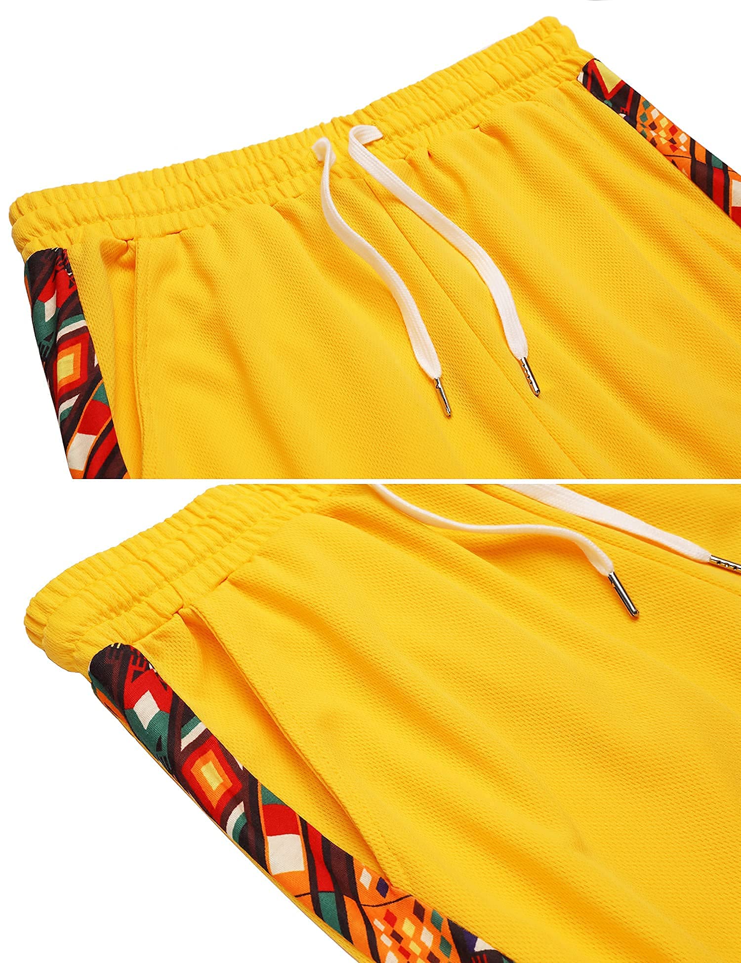 KINGBEGA Men's African Pattern Printed T-Shirt and Shorts Set Sports Mesh Tracksuit Dashiki Outfits