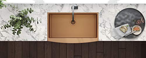 Ruvati Copper Tone 36-inch Apron-Front Farmhouse Kitchen Sink - Matte Bronze Stainless Steel Single Bowl - RVH9880CP